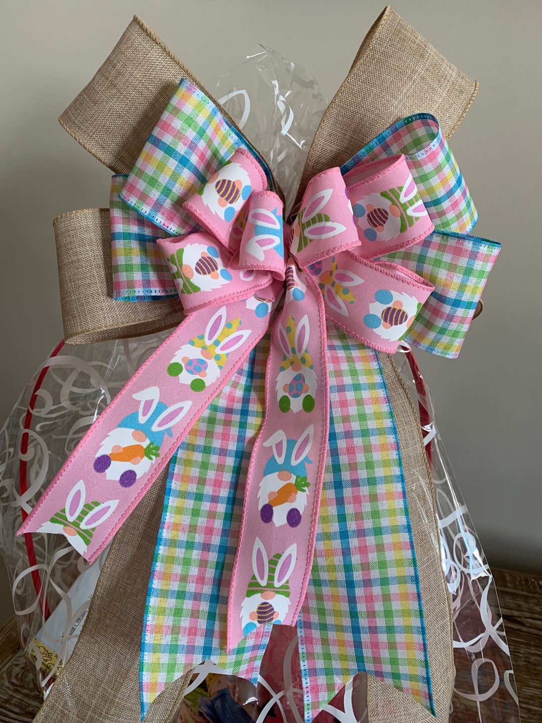 Easter Decorative Bow, Wreath Bow, Easter Basket Bow, Natural Linen ...