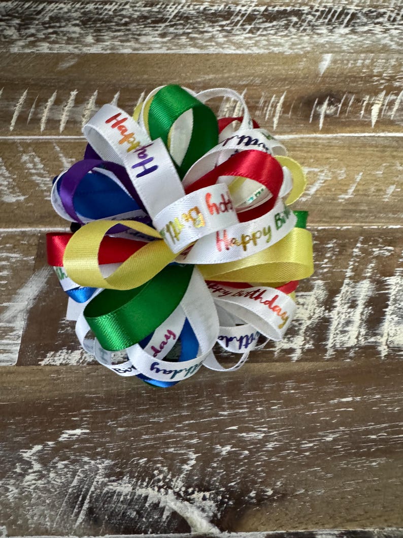 Happy Birthday Loopy Puffer Hair Tie Primary Colors - Etsy