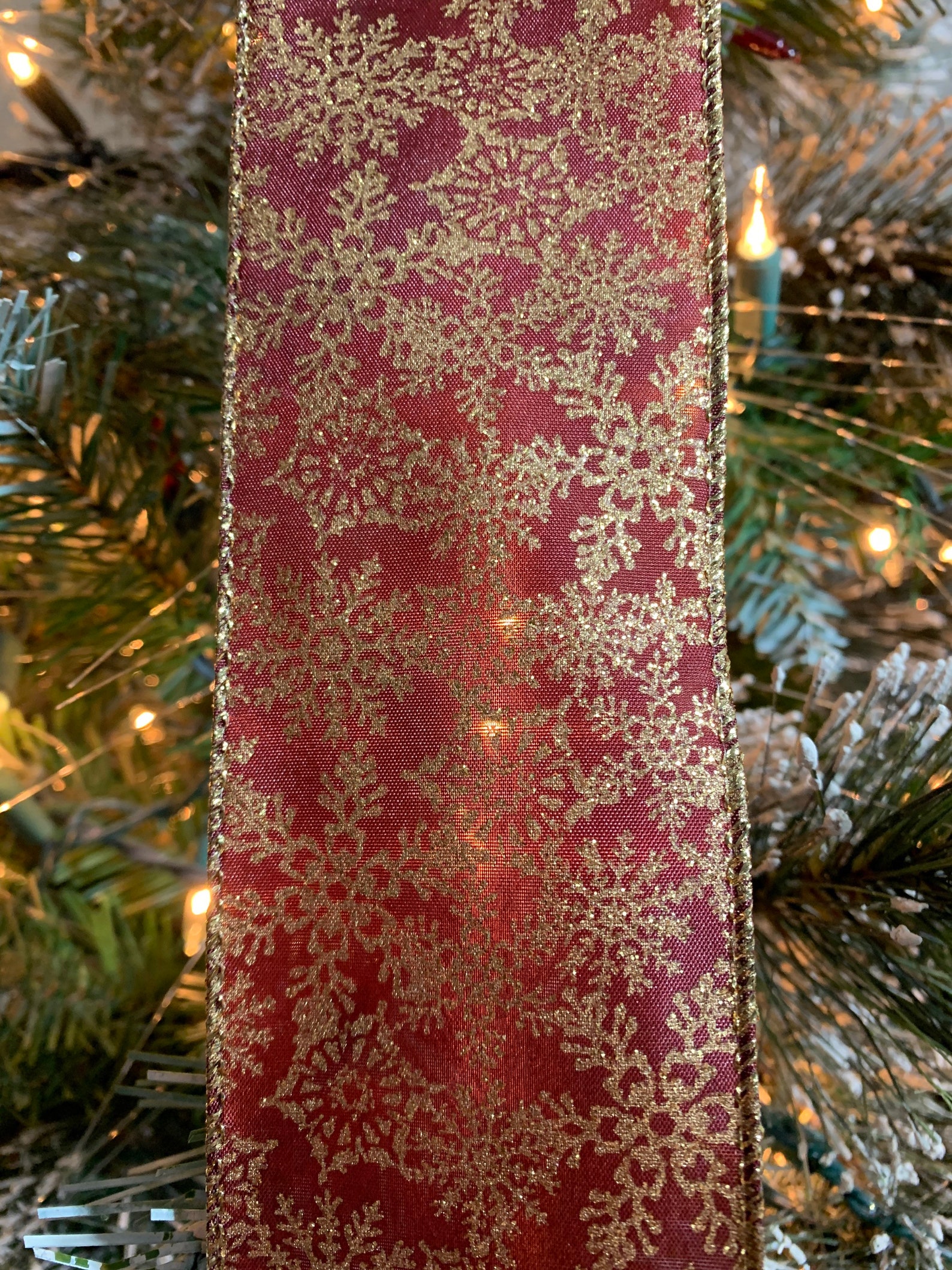Large Christmas Tree Topper Dark Red / Burgundy With Gold Glitter ...