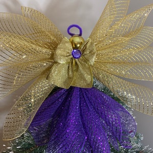 Purple and Gold Deco Mesh Angel, Tree Topper, Guardian Angel, Get Well ...