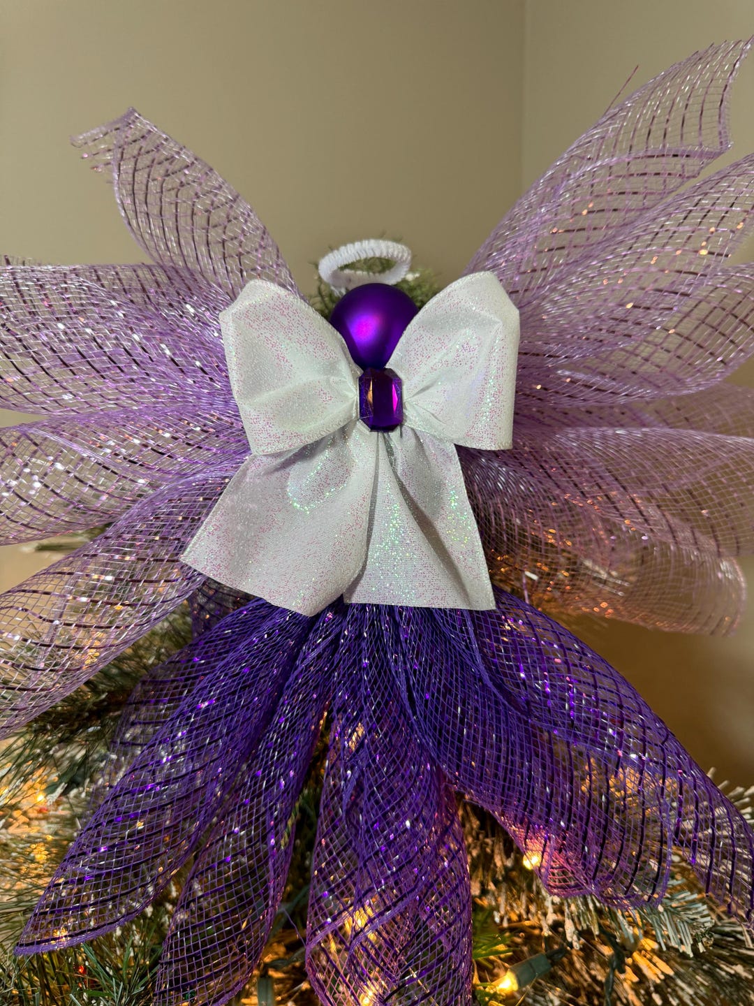 Purple and Lavender Deco Mesh Angel, Tree Topper, Guardian Angel, Get ...