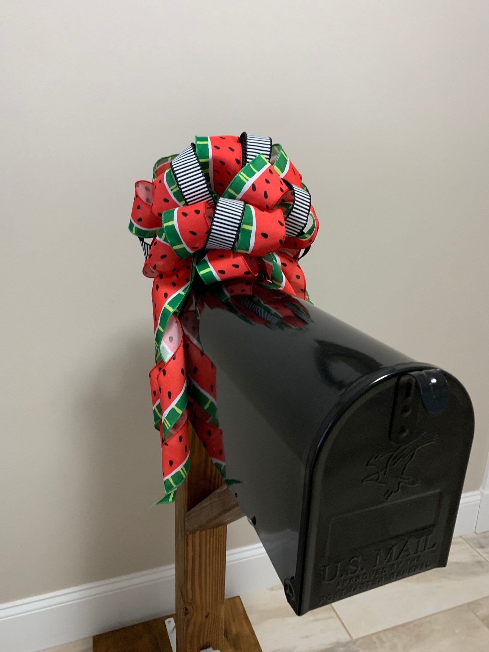 Summer Time Mailbox Bow Watermelon Burlap Ribbon and | Etsy