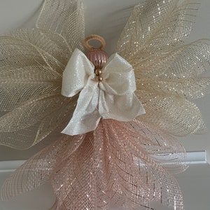 Rose Gold and Champagne Gold Deco Mesh Angel, Tree Topper, Guardian ...