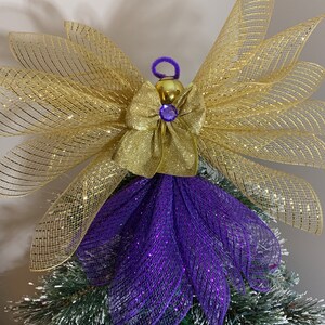 Purple and Gold Deco Mesh Angel, Tree Topper, Guardian Angel, Get Well ...