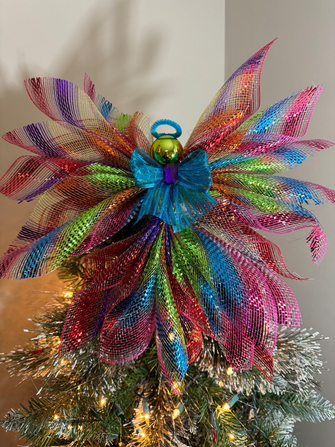 Rainbow Deco Mesh Angel, Gay Pride Tree Topper, Guardian Angel, Get ...