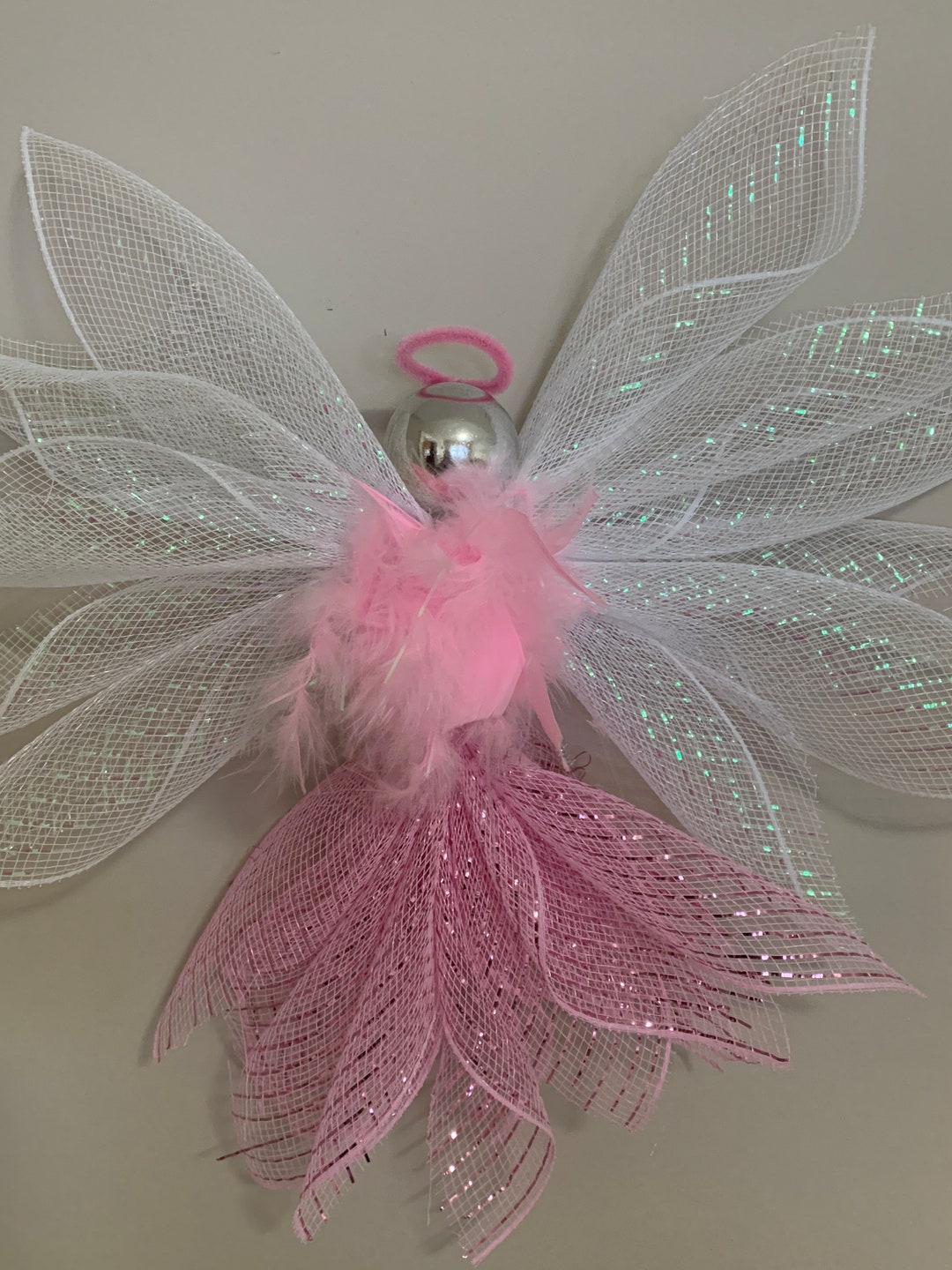 Guardian Angel , Tree Topper, Get Well Soon, Angel Pink and Iridescent ...