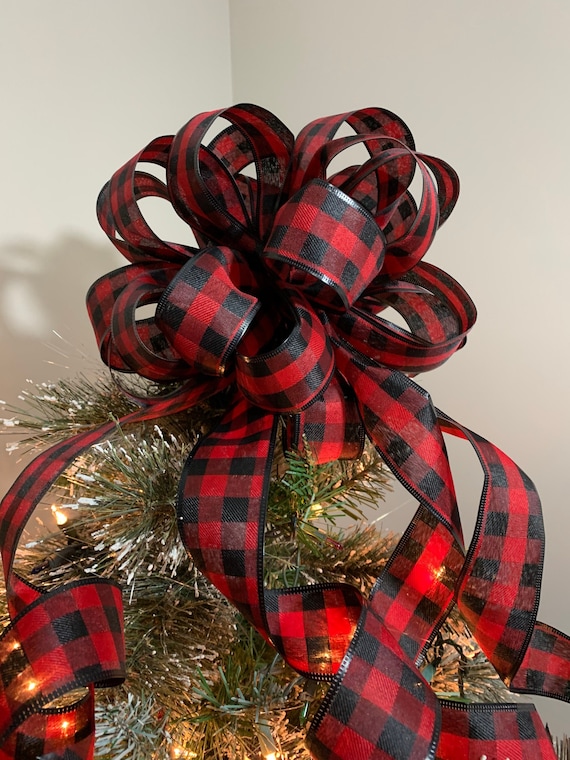 Small Christmas Tree Topper Bow or Mailbox Bow Made With a - Etsy