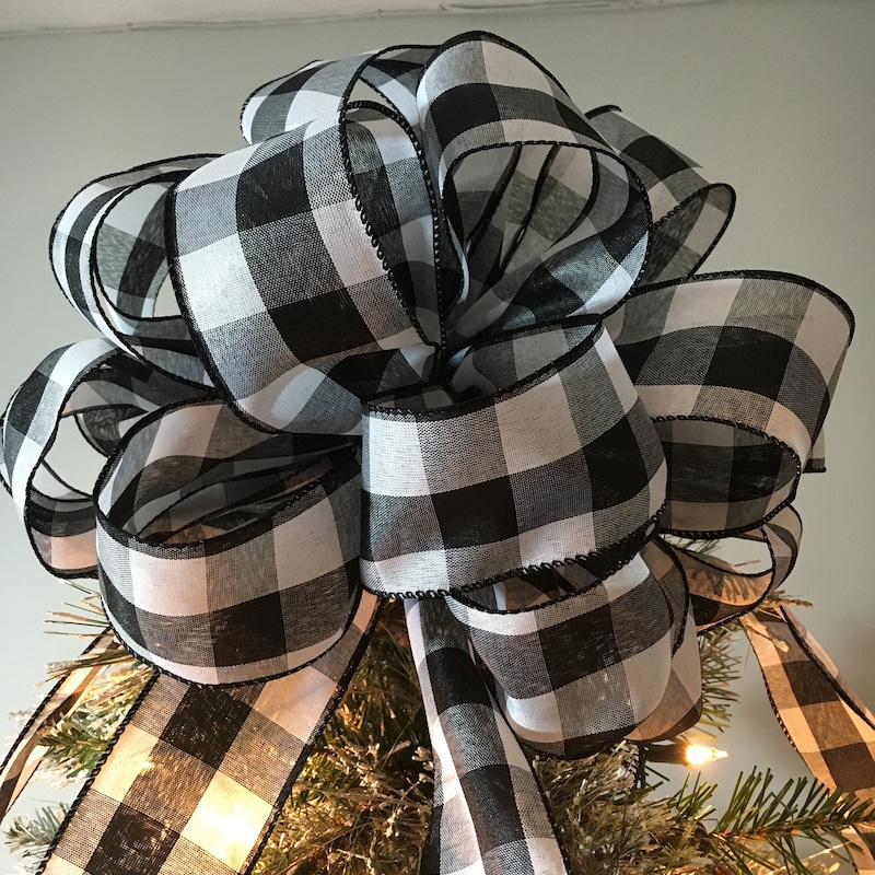 Plaid Christmas Tree Ribbon Topper - Etsy