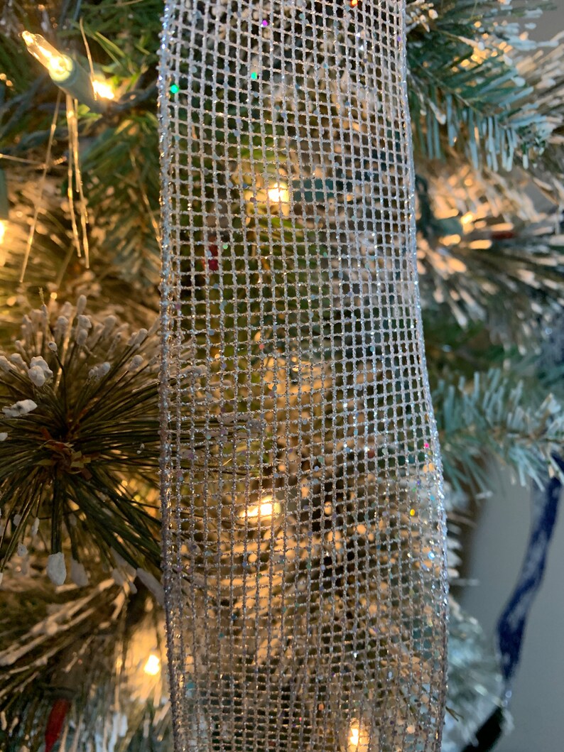 Large Christmas Tree Topper Bow Navy Blue Velour With Silver - Etsy