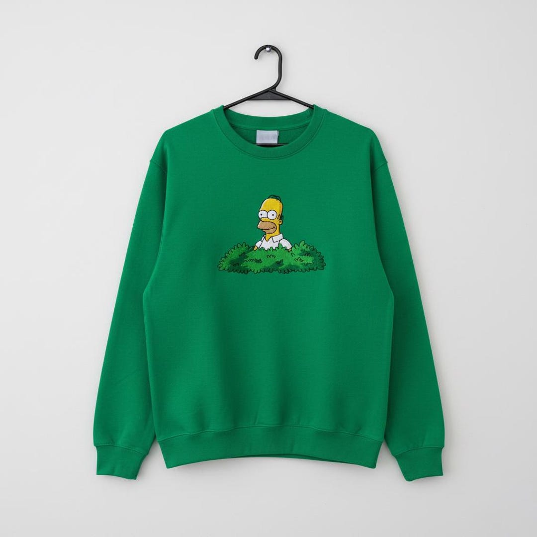 Homer Simpson Bush Meme Embroidered Sweatshirt, Funny Hiding Homer ...