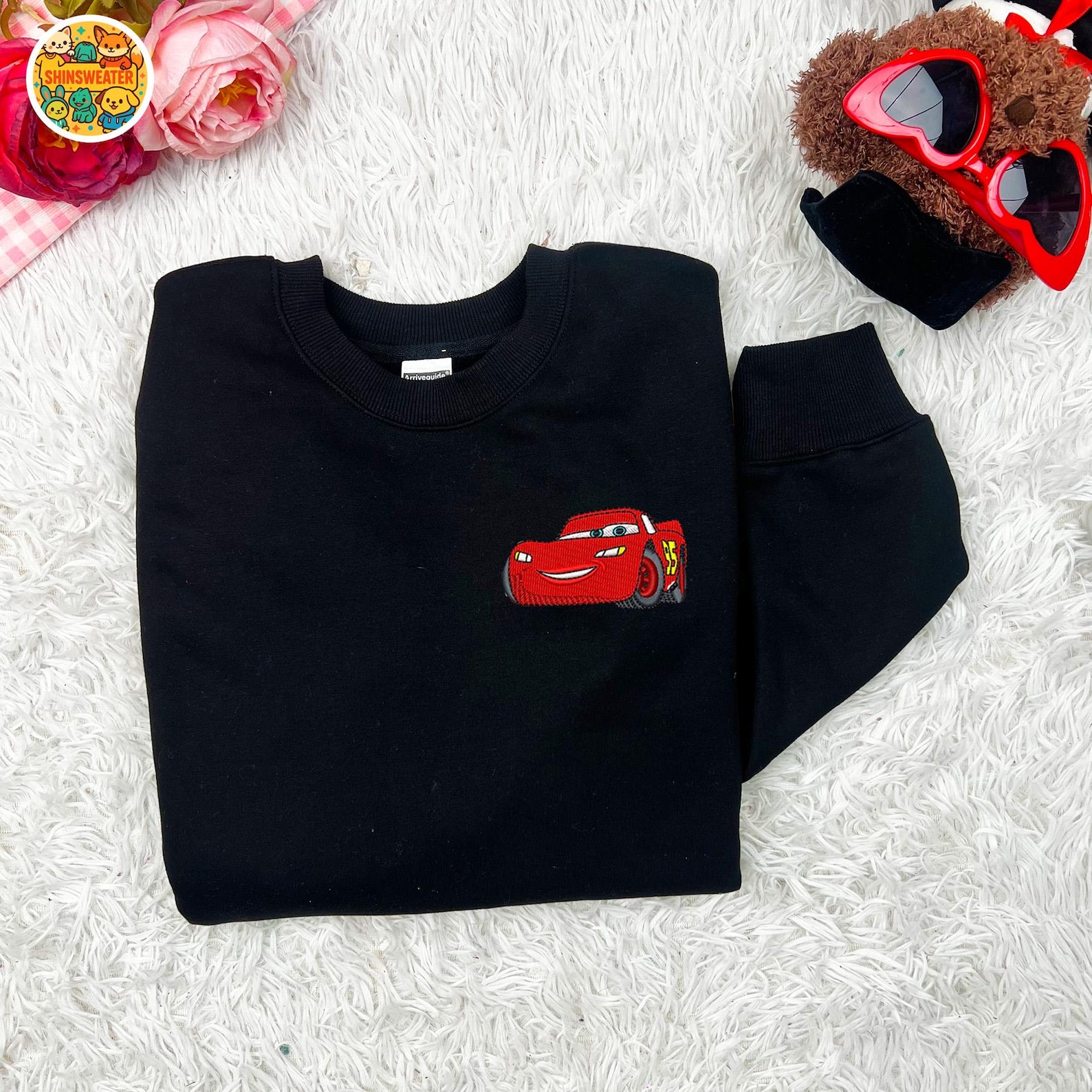 Cartoon Cars Couple Movie Embroidered Sweatshirt, Mcqueen Sally Mater ...
