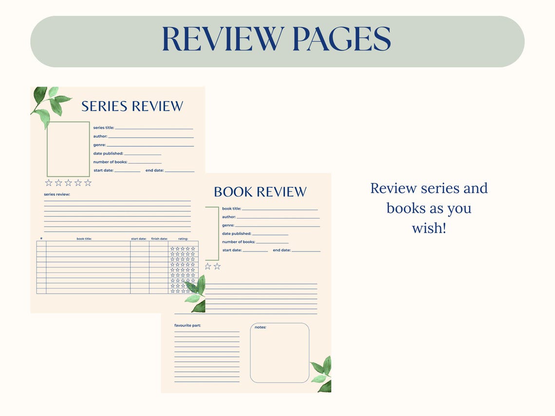 Printable Reading Journal PDF, Printable Reading Tracker, Instant ...