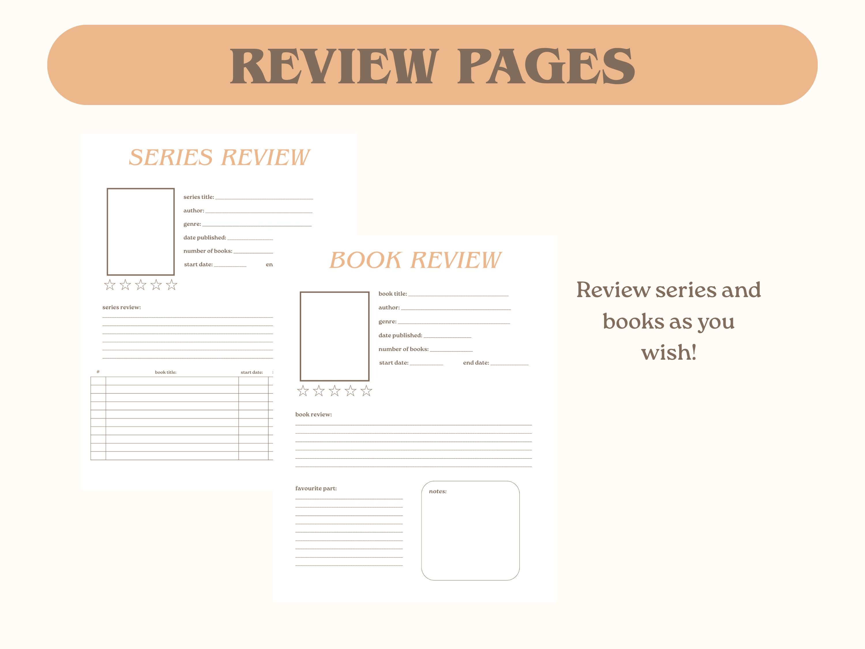 PRINTABLE READING JOURNAL Pages - Planner Pages - Book Journal Pages ...