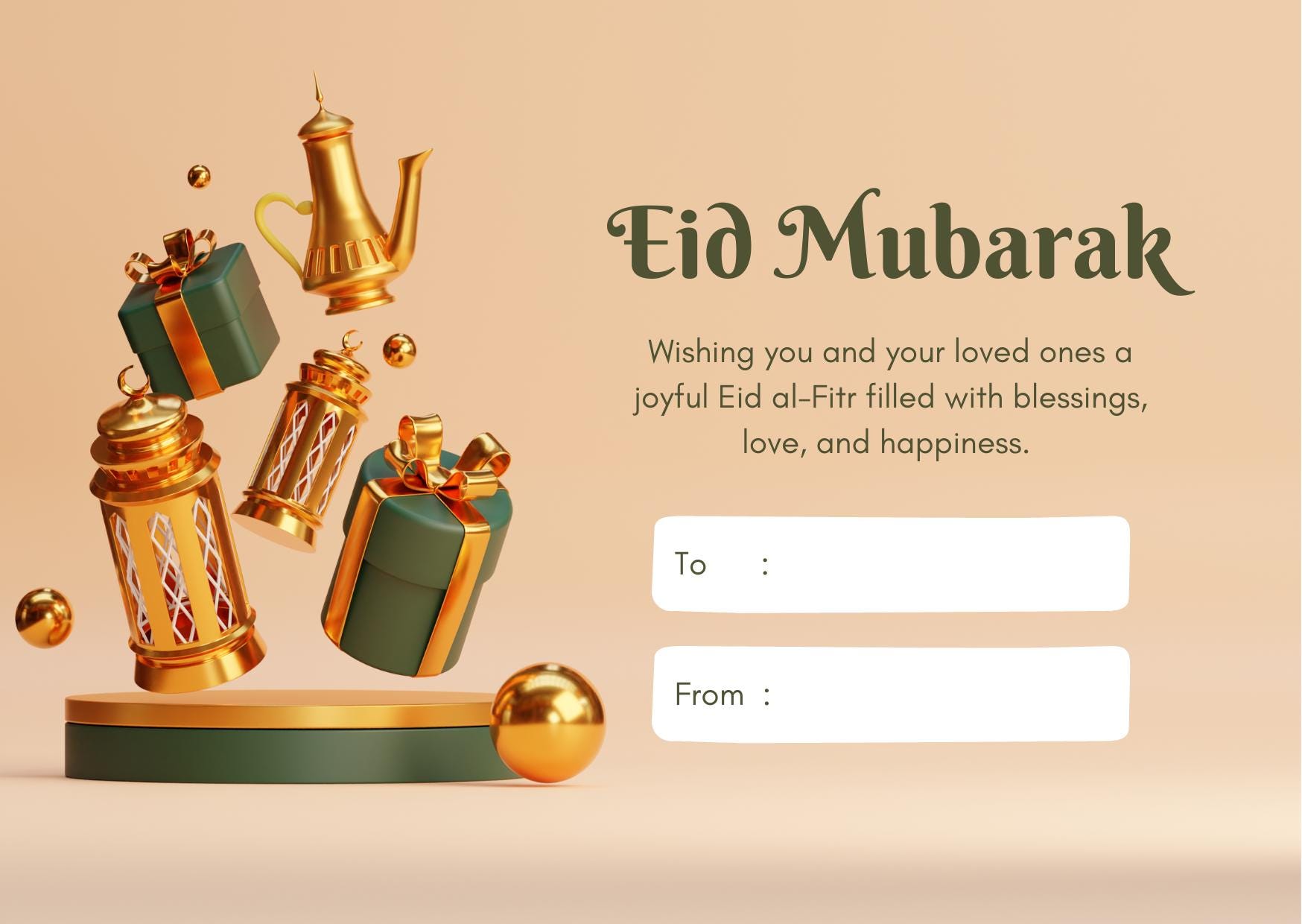 Eid Mubarak Template 2025 - Editable Eid Card, Envelope & Instagram ...