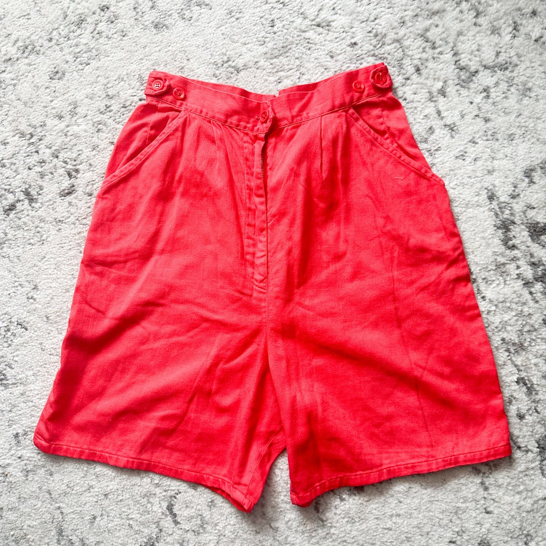 Vintage 1950s Cherry Red High Waisted Shorts / 23" Waist - Etsy
