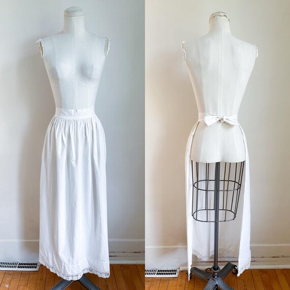 Antique Edwardian 1910s Long Waitress / Maid Apron //… - Gem