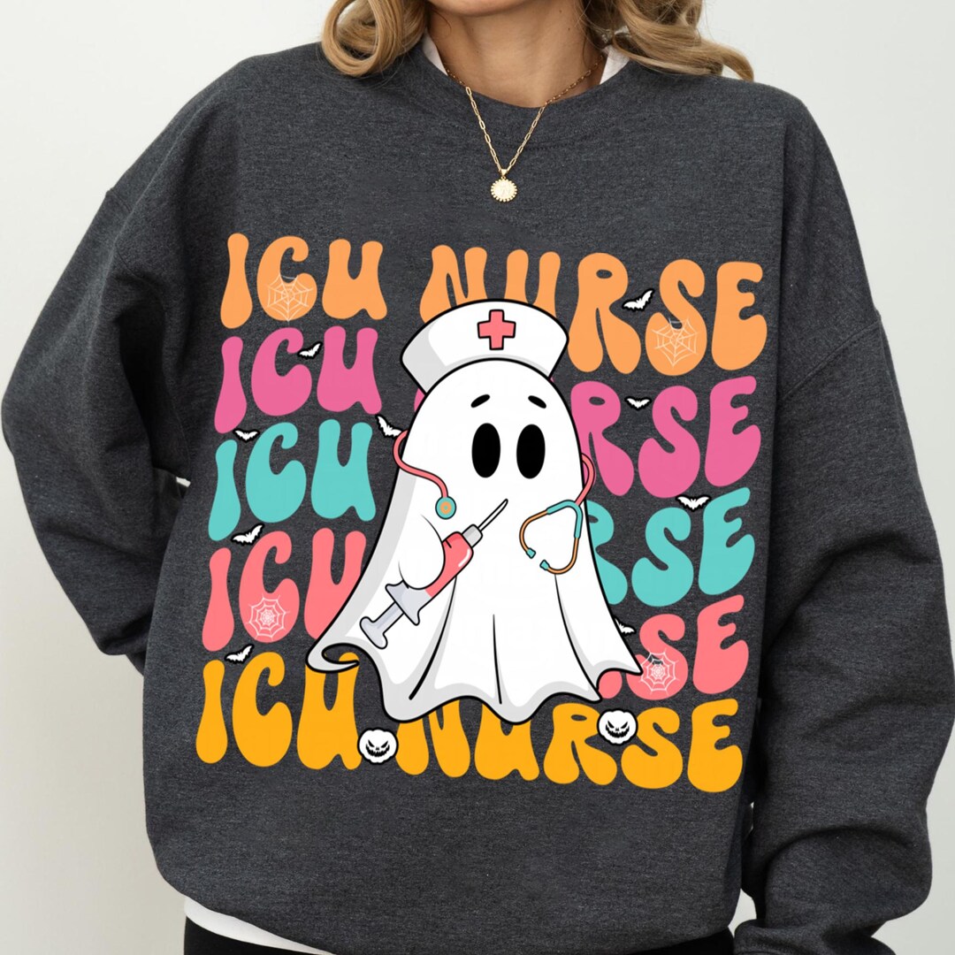 Funny ICU Nurse Halloween PNG – Cute Ghost Nurse With Syringe and ...