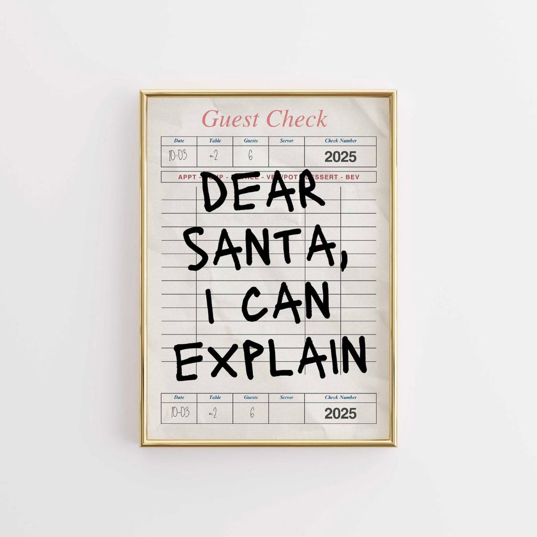 Dear Santa I Can Explain Wall Art, Funny Christmas Poster, Restaurant ...