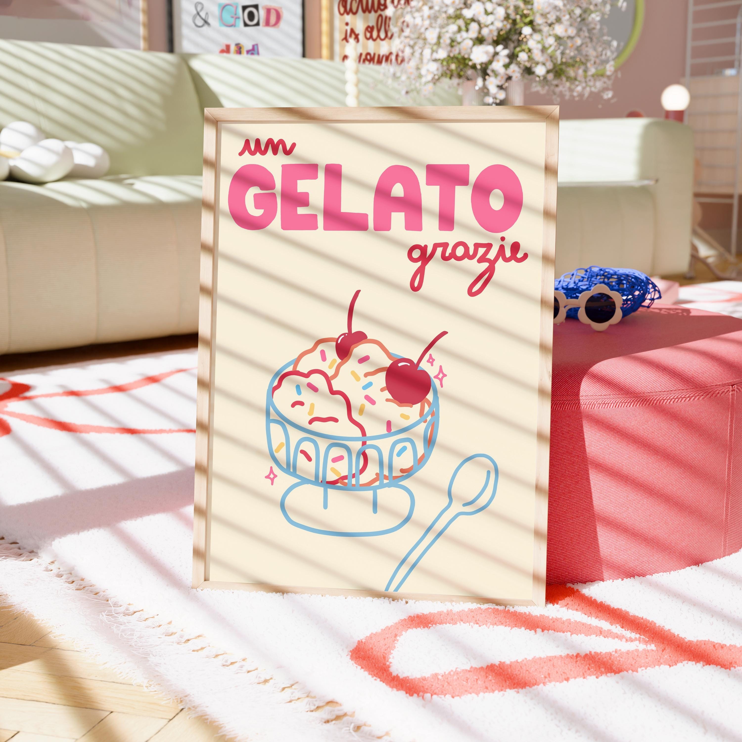 Retro Gelato Print, Italian Ice Cream, Kitchen Decor - Etsy