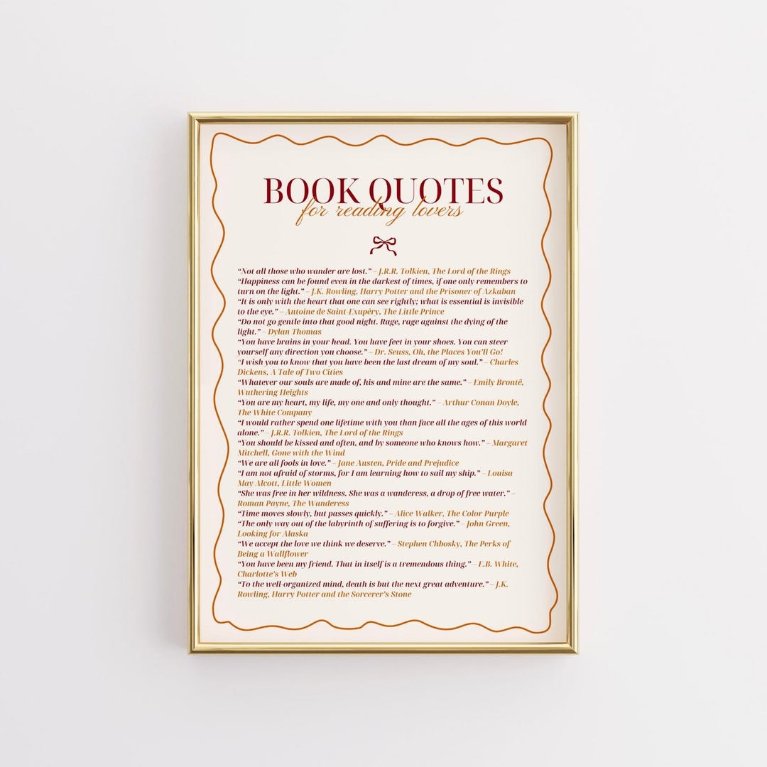 Literary Quote Poster, Book Lover Wall Art - Etsy
