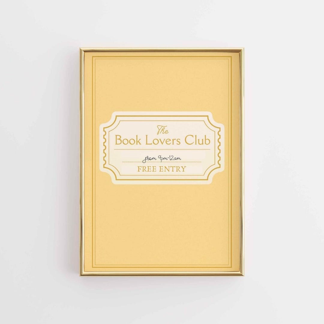 The Book Lovers Club Print, Literary Wall Art for Readers, Retro Book ...