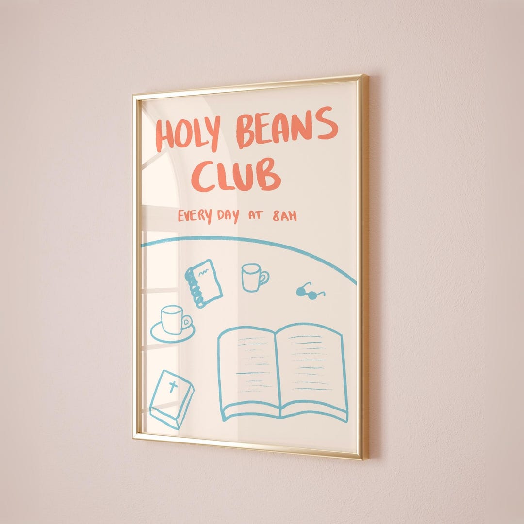 Holy Beans Club Christian Wall Art, Bible Study Coffee Printable, Funny ...