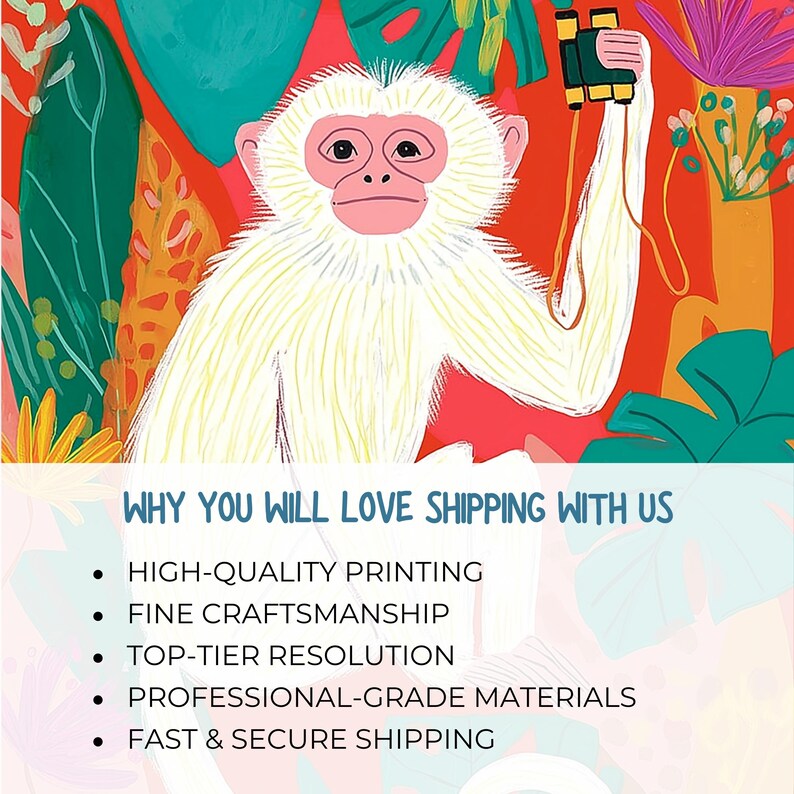 Colorful Jungle Monkey Print, Colorful Preppy Summer Wall Art Print ...