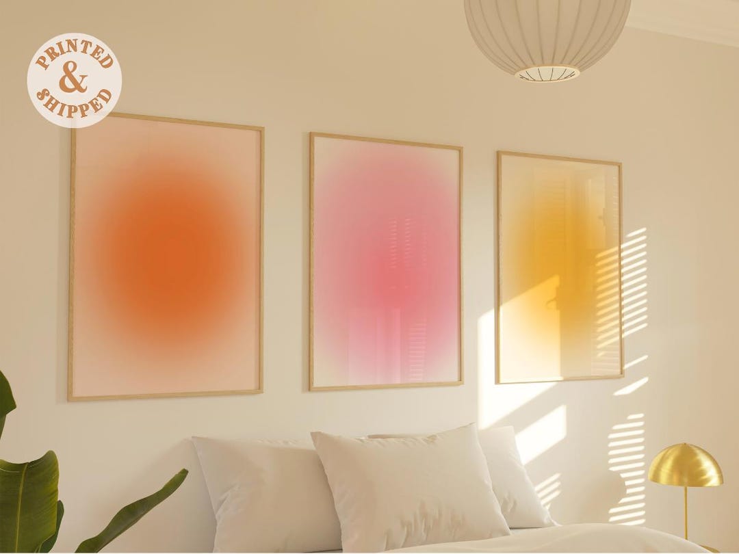 Positive Aura Posters Set of 3, Spiritual Poster, Grainy Gradient ...