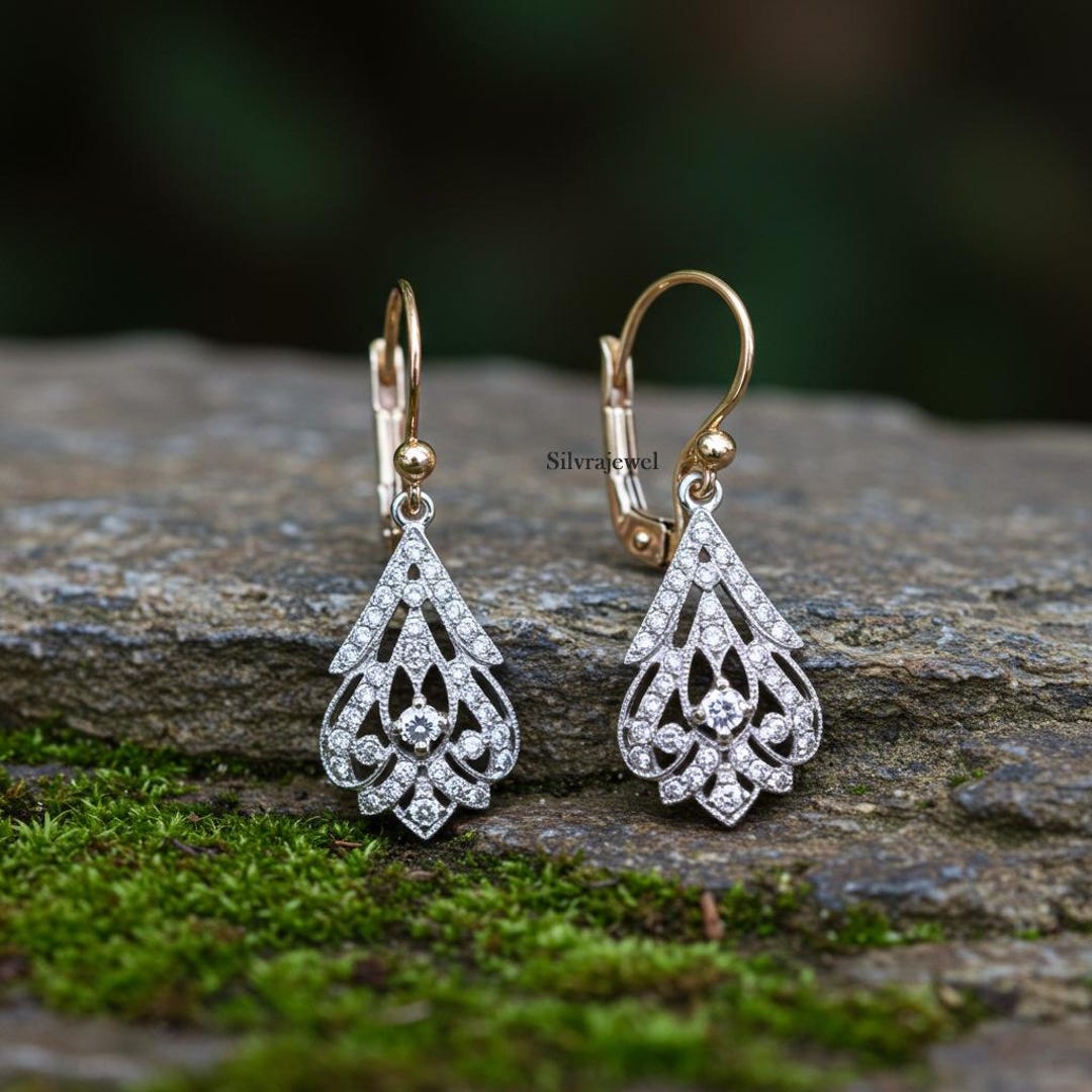 Retro Era Statement Earring, Victorian Art Deco Drop Dangle Earring ...