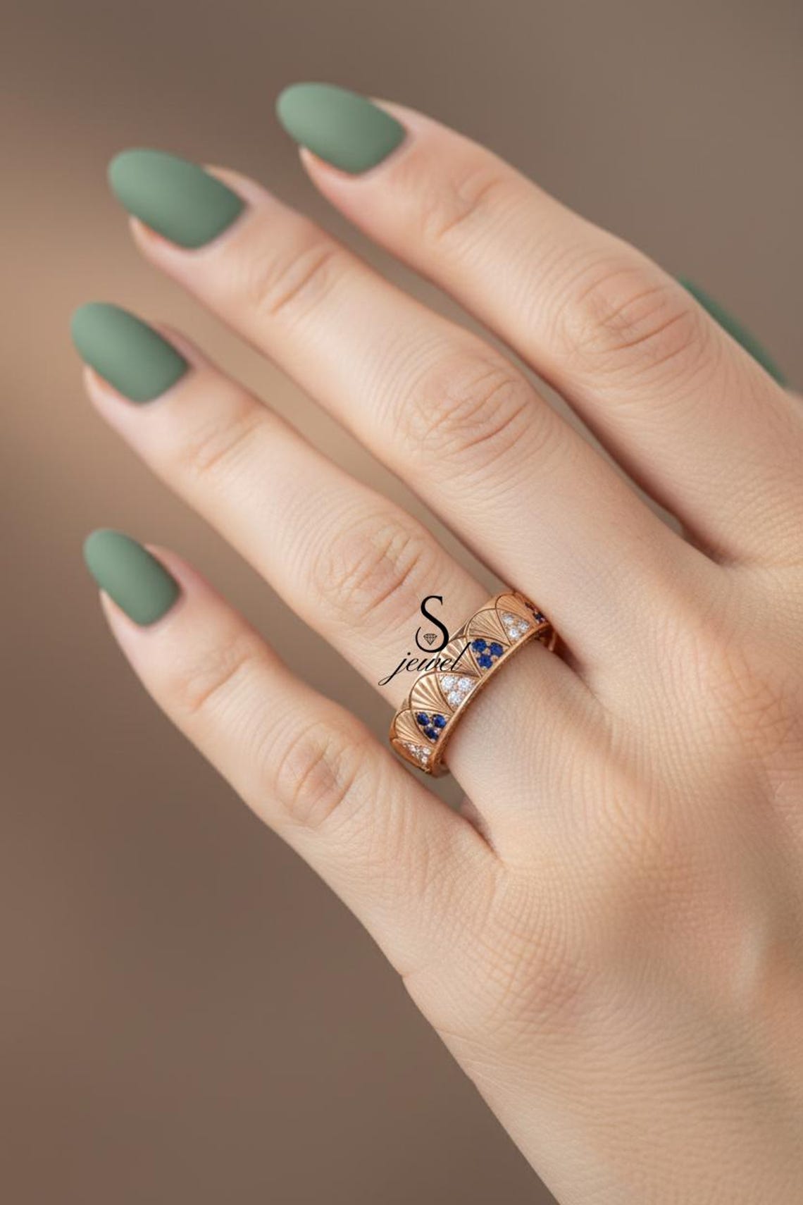 Seashell Edwardian Band, Vintage Art Deco Full Eternity Band, Blue ...