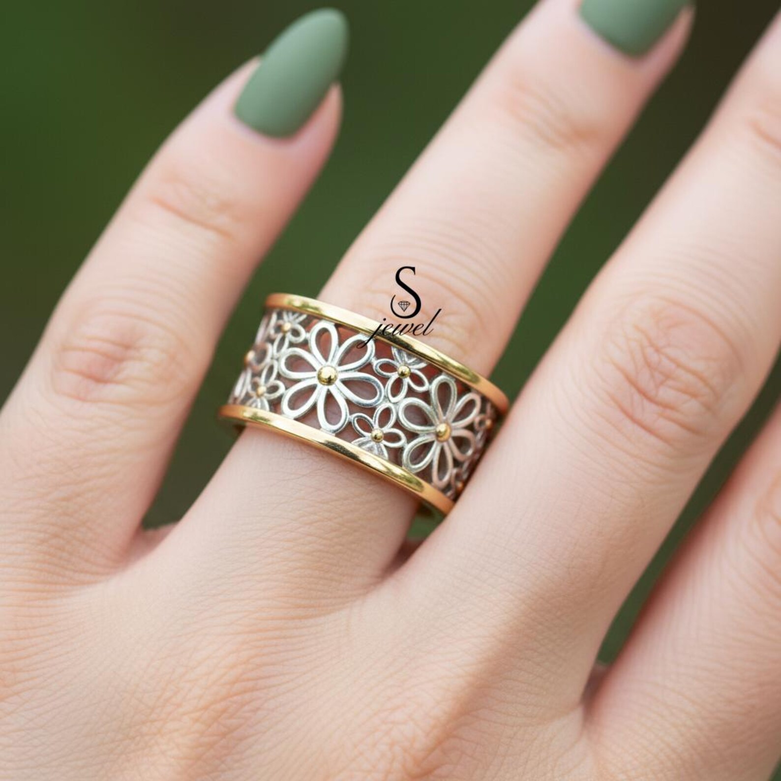 Vintage Art Deco Band, Edwardian Band, Floral Motif Engagement Ring ...