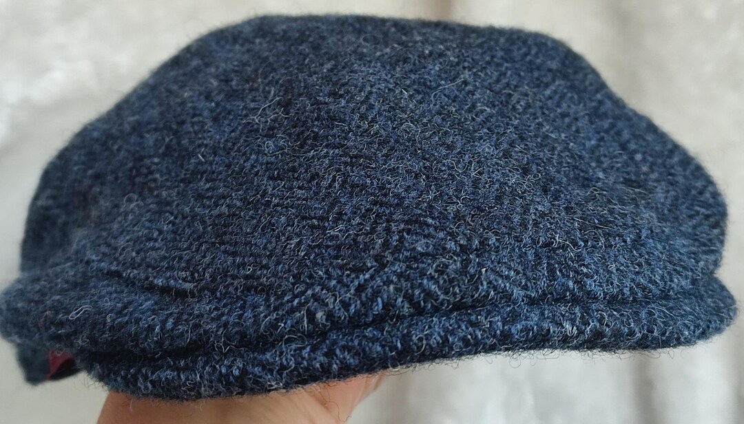 English Cap,dark Blue Herringbone Harris Tweed From the Glen Appin ...