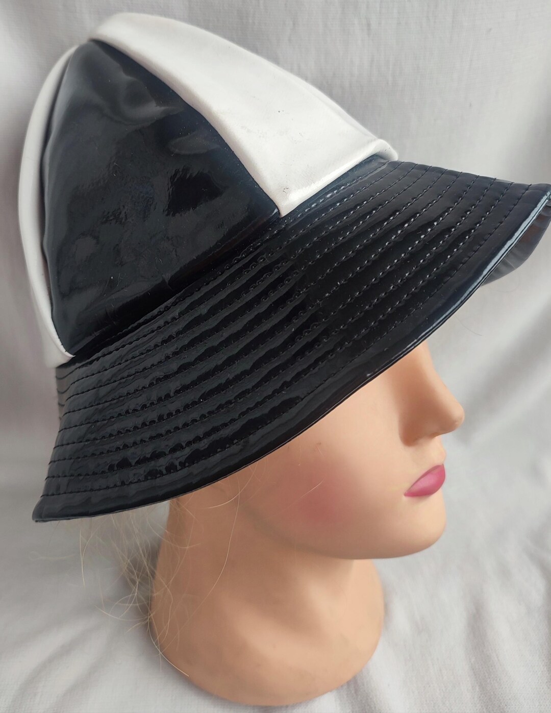 Very Rare Late 1960's English Lacquered Black White Hat by Jacoll - Etsy