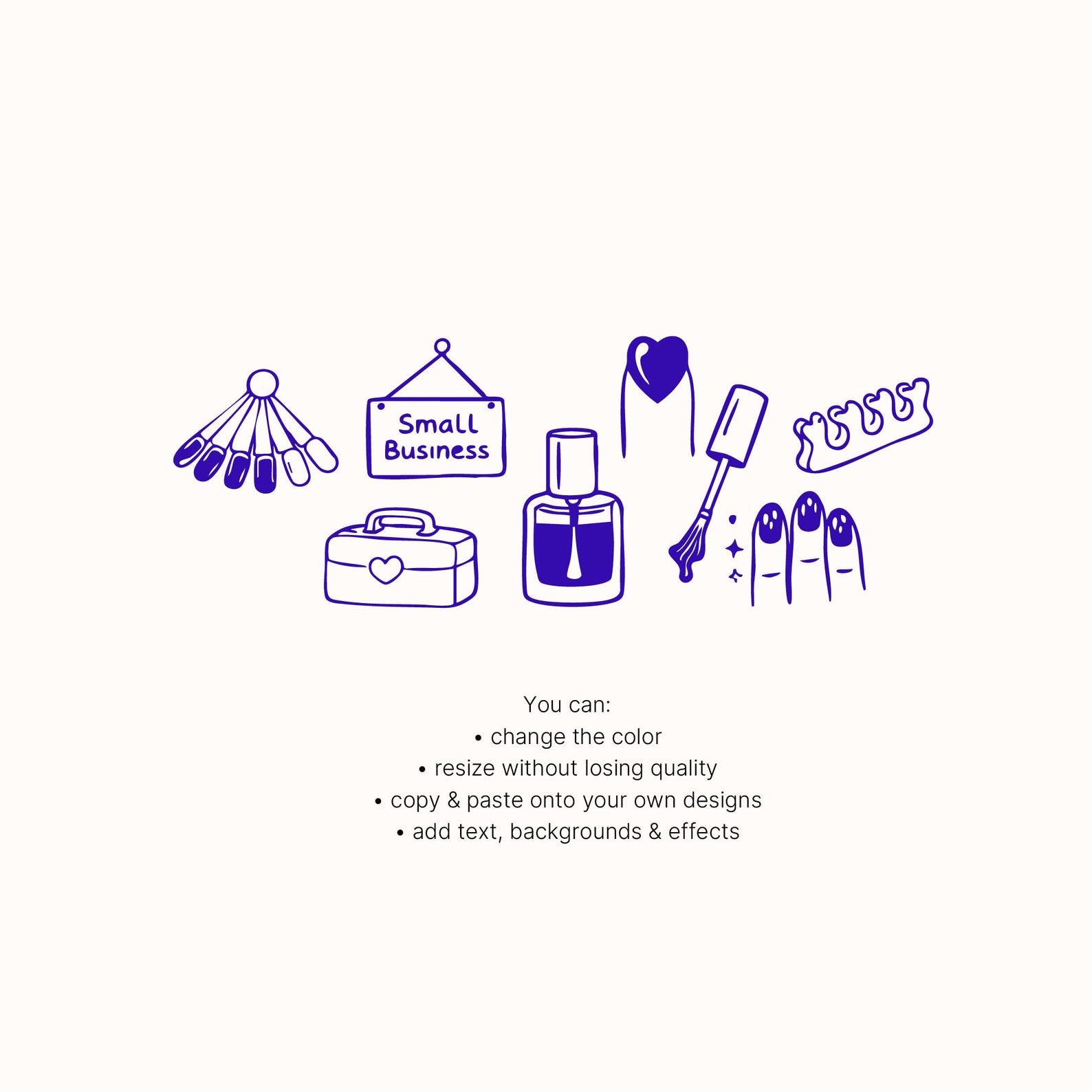 Hand Drawn Nail Icons | Manicure Line Art, Canva PNG SVG (digital ...