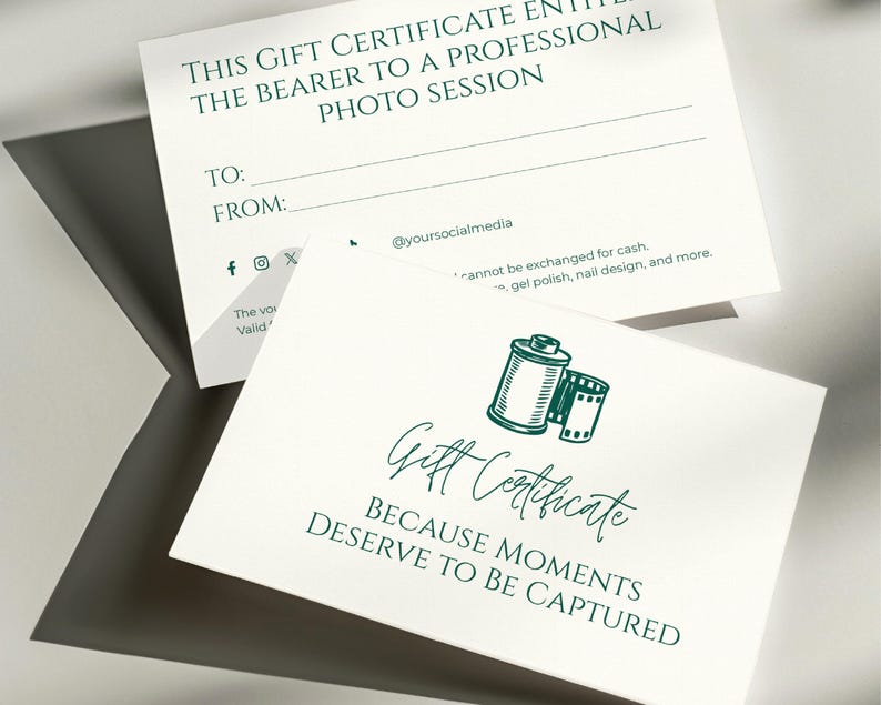 Editable Photography Gift Certificate Template | Photo Session Voucher ...