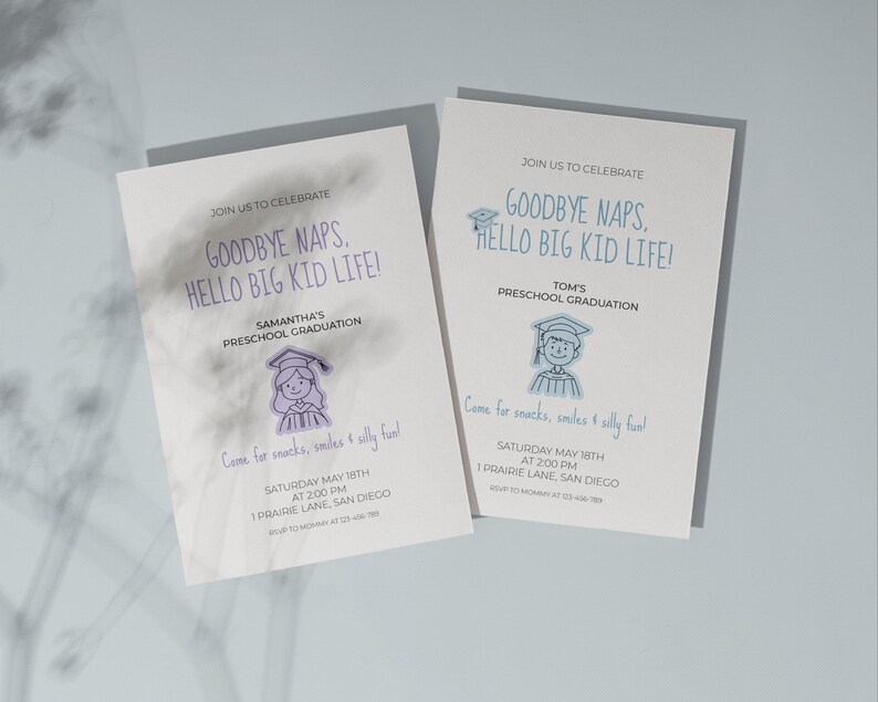 Editable Preschool Graduation Invitation: Goodbye Naps, Hello Big Kid ...