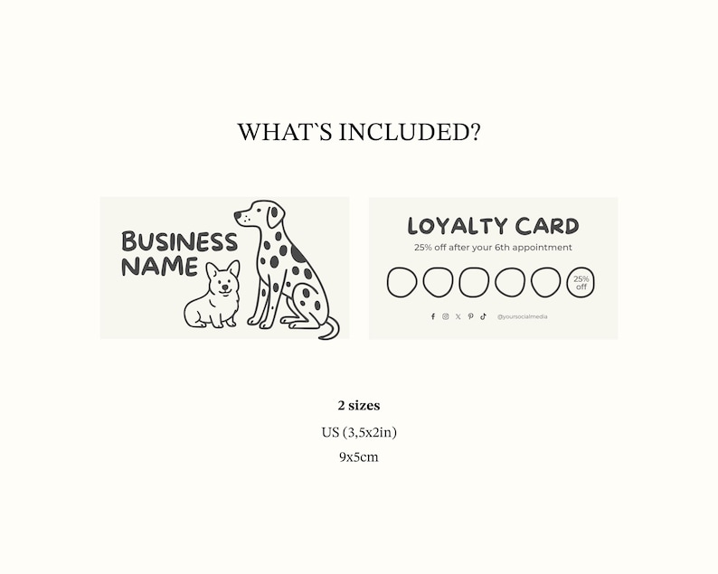Editable Loyalty Card Template for Pet Groomers – Dog Line Art Design ...