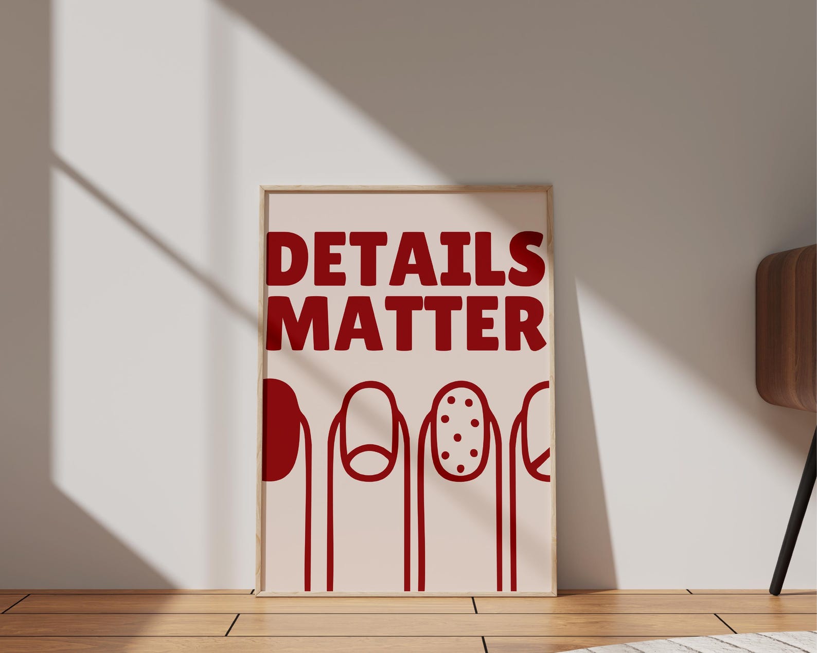 Red Nail Salon Poster Set: Modern Beauty Studio Decor (digital Download ...
