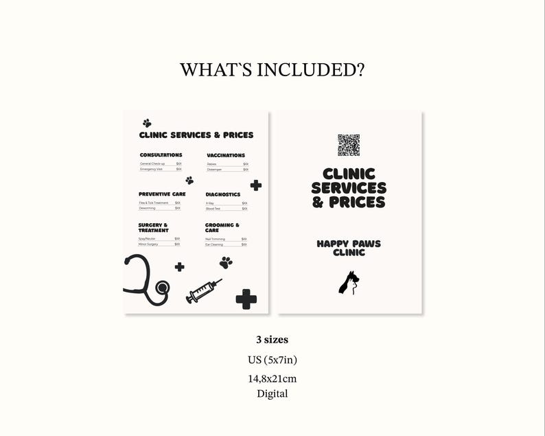 Veterinary Clinic Price List Template: Editable Pet Care Menu (canva ...