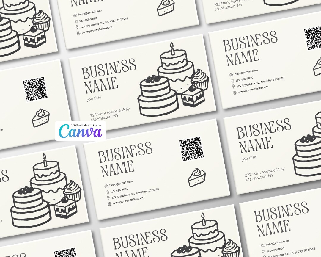 Bakery Business Card Template: Cake Shop Branding (canva Editable ...