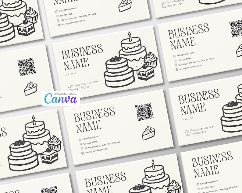Bakery Business Card Template: Cake Shop Branding (canva Editable ...
