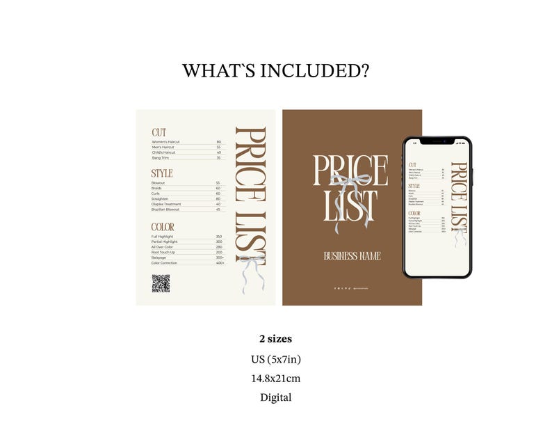 Price List Canva Template | Hair Salon Service Menu | Editable Price ...