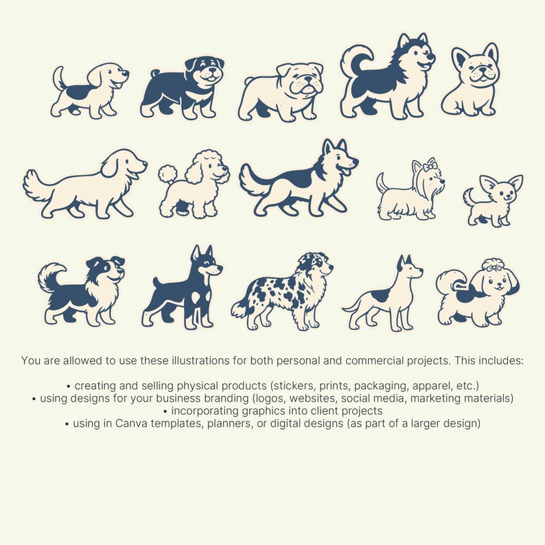 Hand Drawn Dog Breed Clipart Bundle, 15 Illustrated Pups (PNG SVG) - Etsy