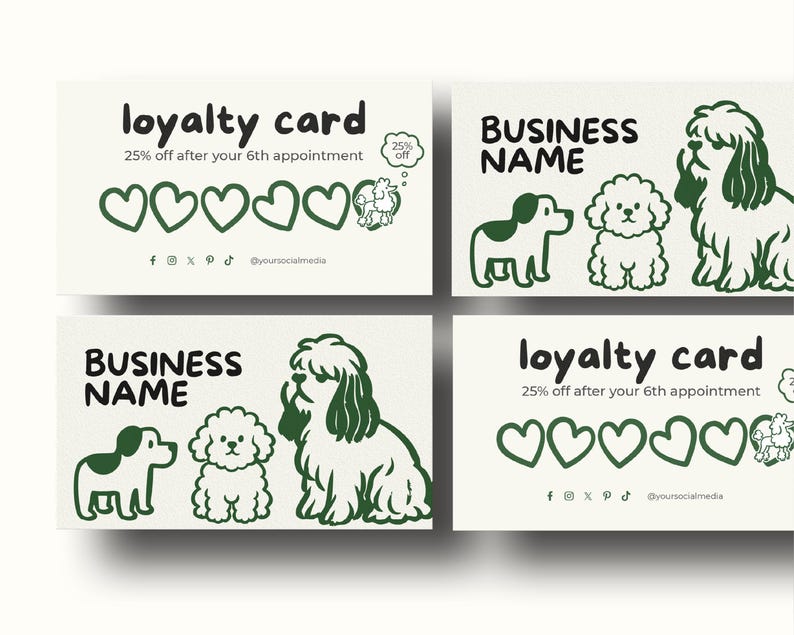 Editable Grooming Loyalty Card | Pet Groomer Rewards Card Canva ...