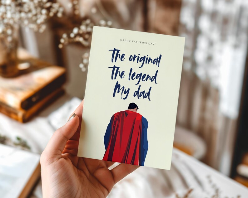 Superhero Dad Father's Day Card: Editable Canva Template (digital ...