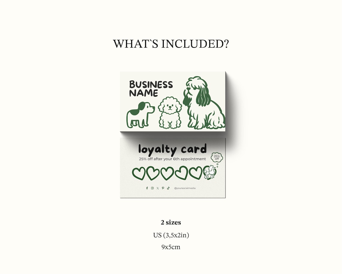 Editable Grooming Loyalty Card | Pet Groomer Rewards Card Canva ...