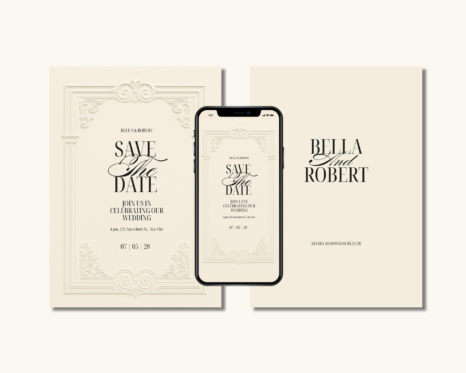 Elegant Save the Date Template – Canva Editable Wedding Invitation ...