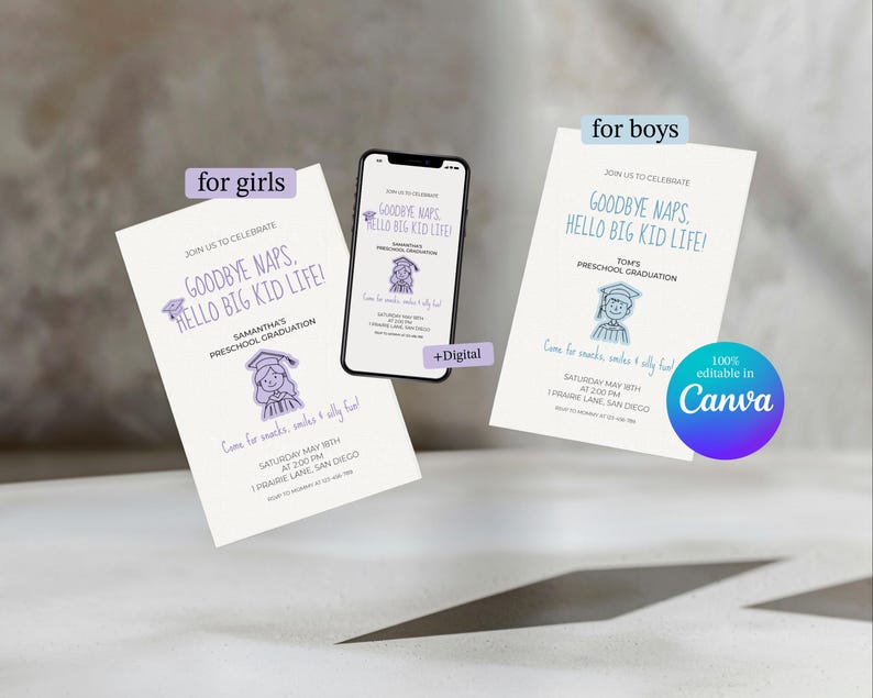 Editable Preschool Graduation Invitation | Boys & Girls | Funny Goodbye ...