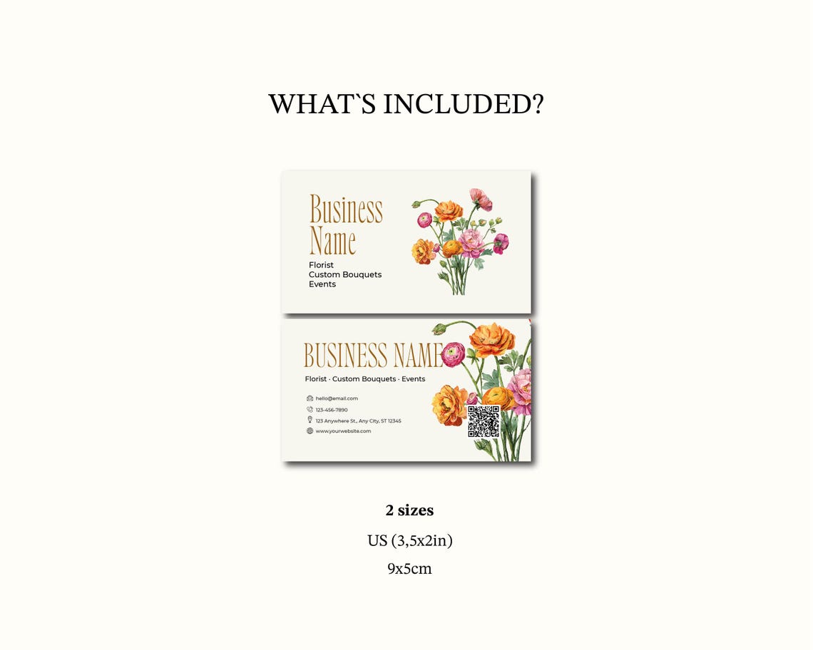Floral Business Card Template | Editable Canva Design for Florists ...