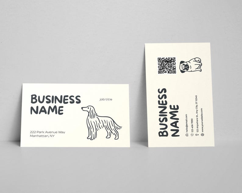 Editable Pet Grooming Business Card Template – Dog Line Art (canva) - Etsy